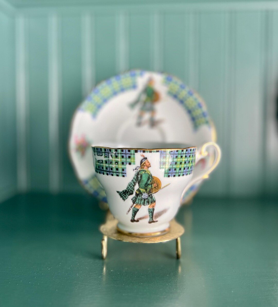 Scottish Tea Cup & Saucer Vintage Bone China Tea Cup Clan Graham Tea ...