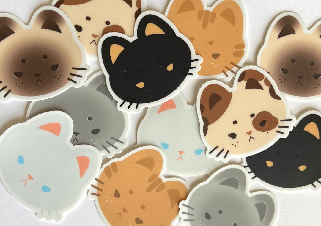 Cute Cat Sticker Series | Vinyl Stickers - Etsy