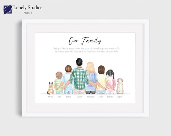 Personalised Family Print Custom Family Gift Family Dog - Etsy