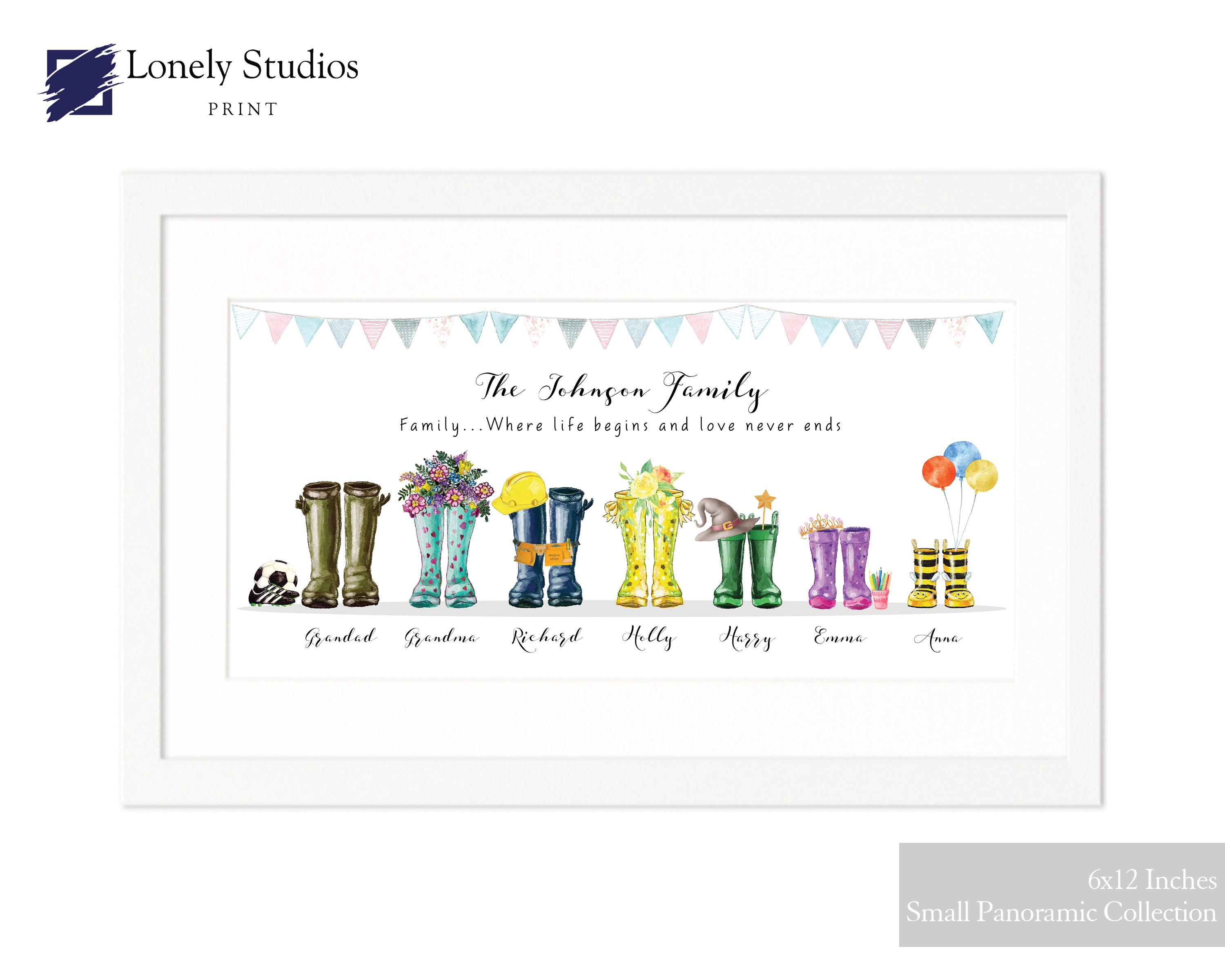 Personalised Family Welly Print Wellington Boot Picture New - Etsy UK