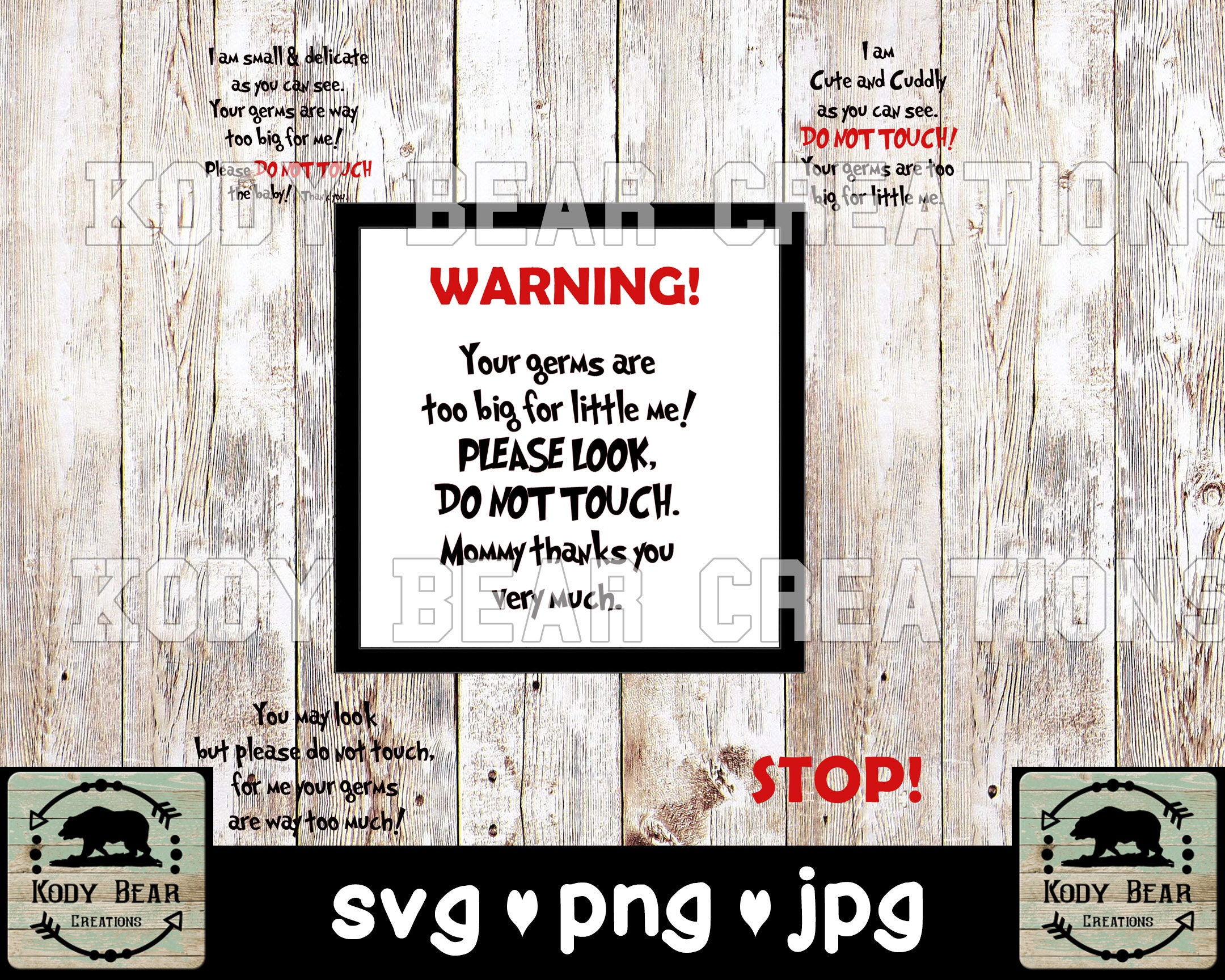 Warning Sign for Baby Germs No Touching do not touch baby | Etsy