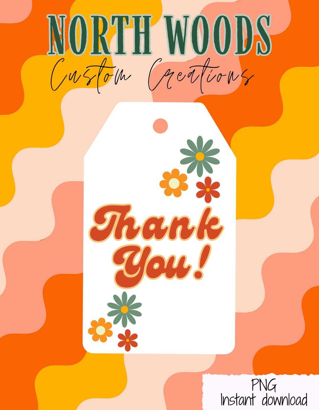 Groovy Thank You Tag | Digital Download - Etsy