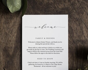 Wedding welcome card | Etsy