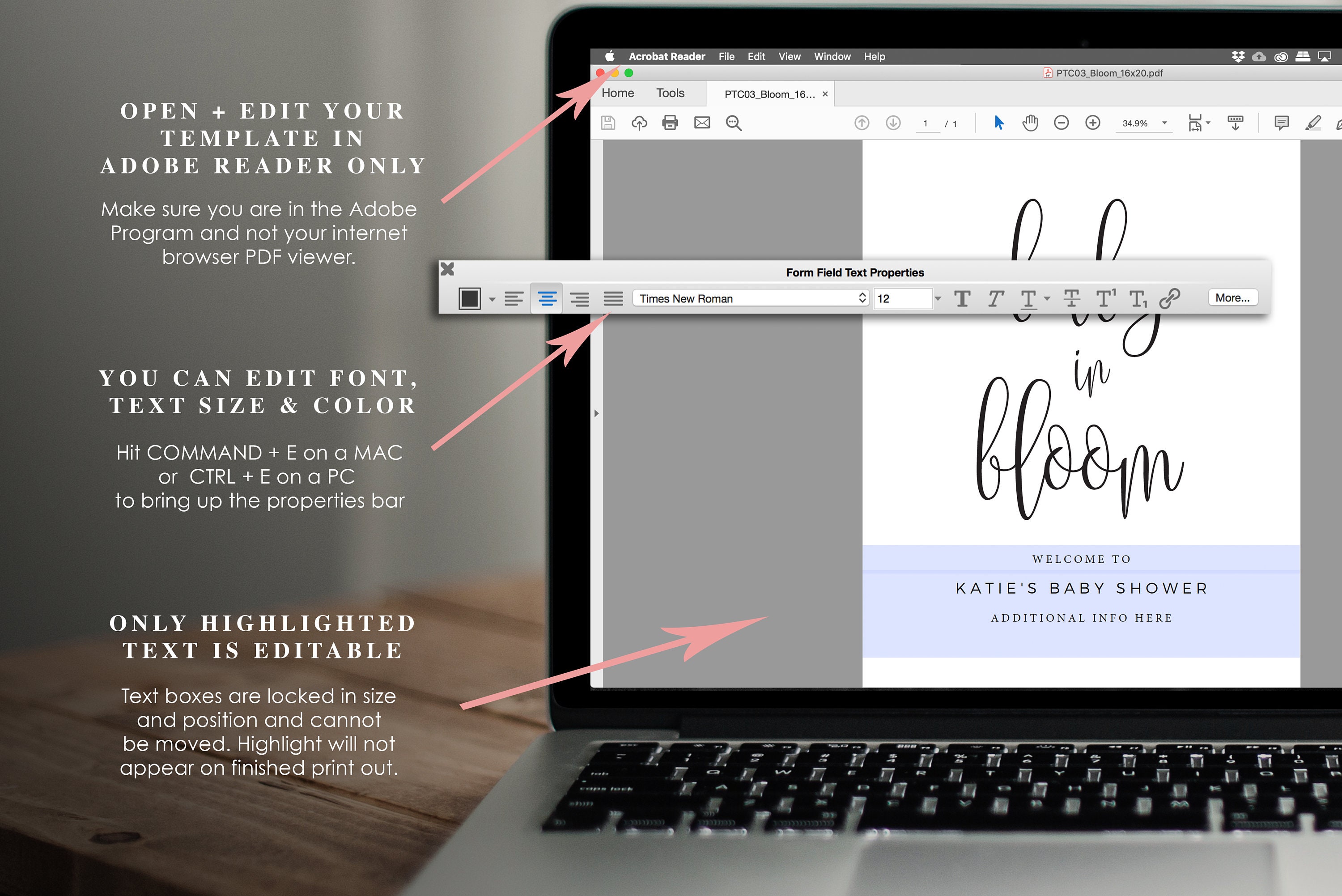 Editable Baby Shower Sign Template Baby in Bloom Baby - Etsy Canada