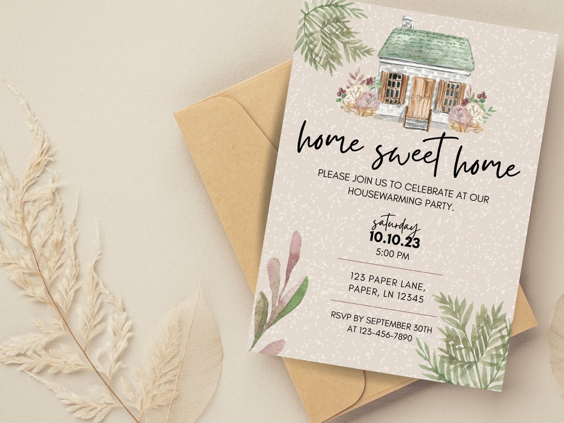 Cottage Editable Housewarming Party Invite Template, Housewarming Party ...