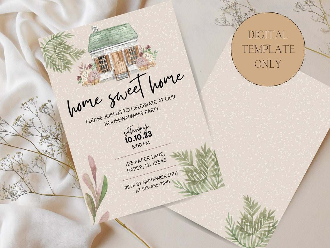 Cottage Editable Housewarming Party Invite Template, Housewarming Party ...