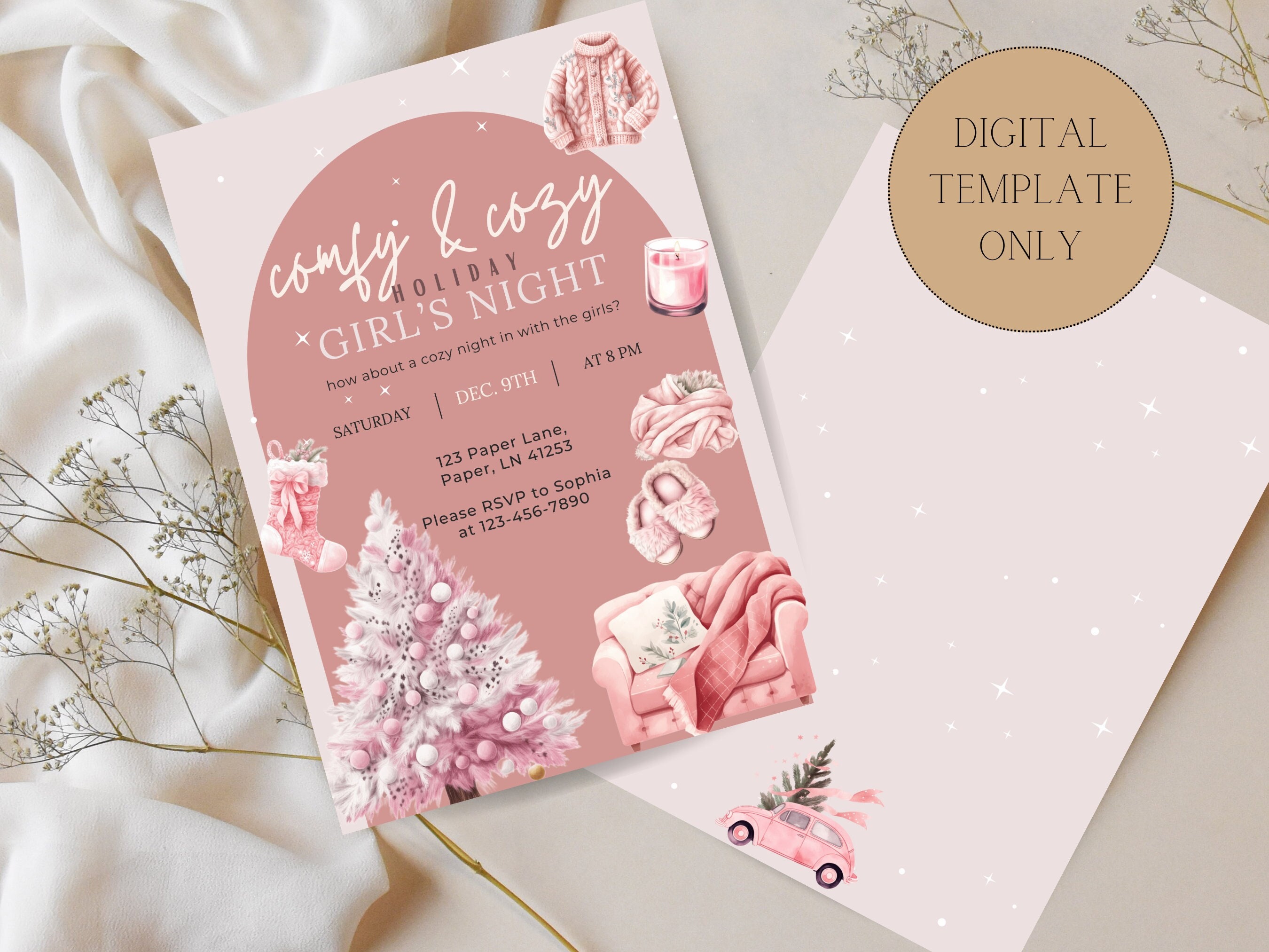 Holiday Girls Night Invitation, Cozy Girl's Night Invitation Template ...
