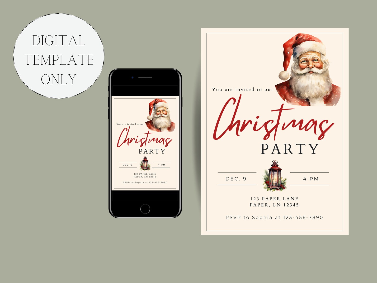 Christmas Party Invitation, Vintage Santa Party Invite, Holiday Party ...