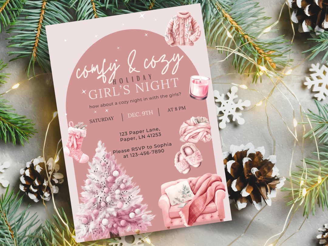 Holiday Girls Night Invitation, Cozy Girl's Night Invitation Template ...