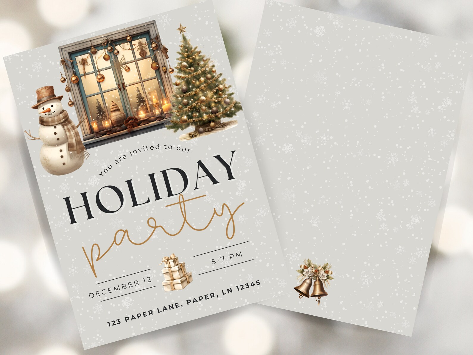 Neutral Christmas Party Invitation, Customizable Holiday Template ...