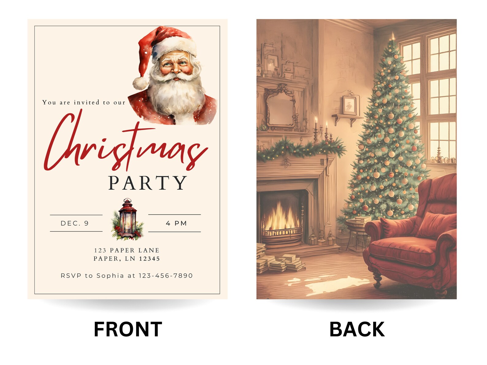 Christmas Party Invitation, Vintage Santa Party Invite, Holiday Party ...