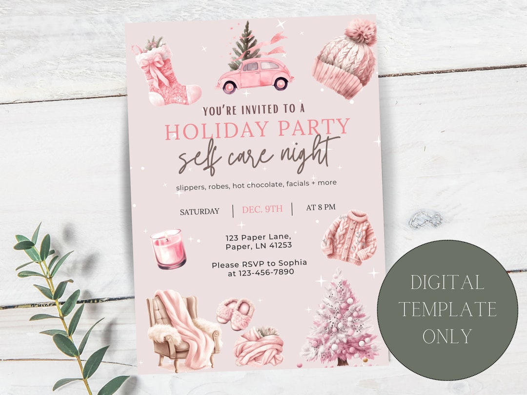 Pink Holiday Girls Night Invitation, Cozy Girl's Night Invitation ...