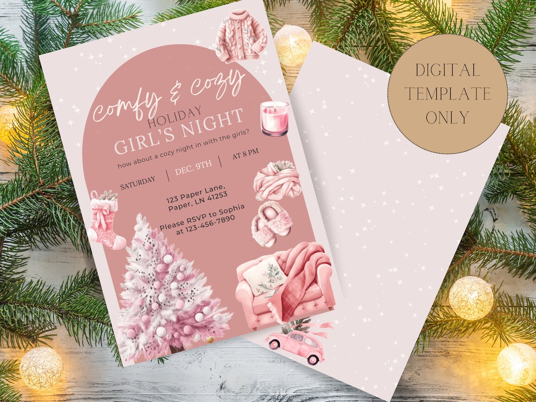 Holiday Girls Night Invitation, Cozy Girl's Night Invitation Template ...