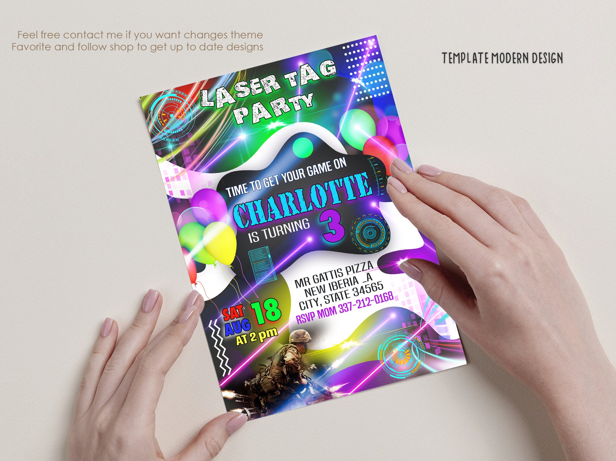 Laser Tag Invitation Laser Tag Invite Birthday Invitations - Etsy