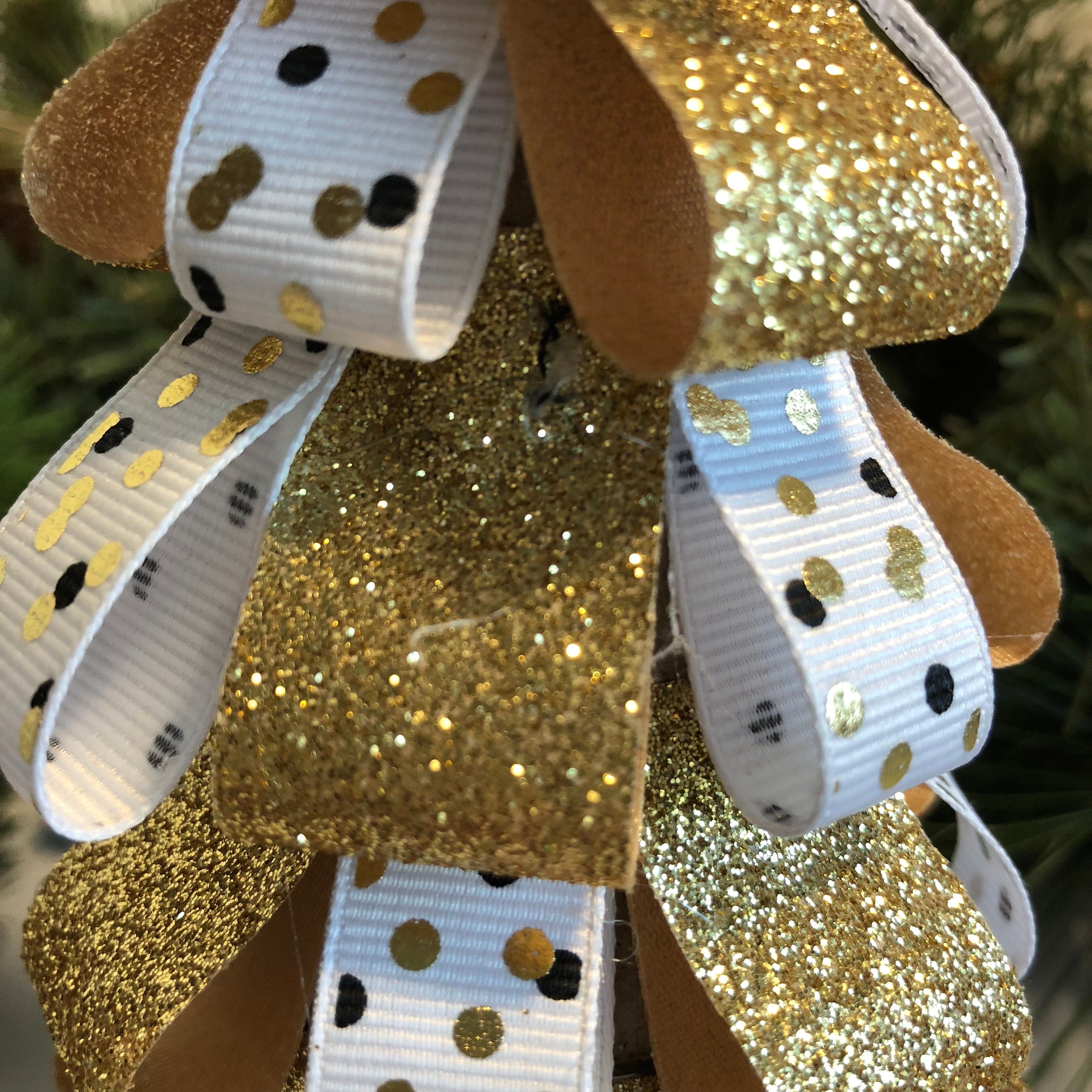 Gold and white ribbon Christmas tree 19 and 1/2 inch tall | Etsy