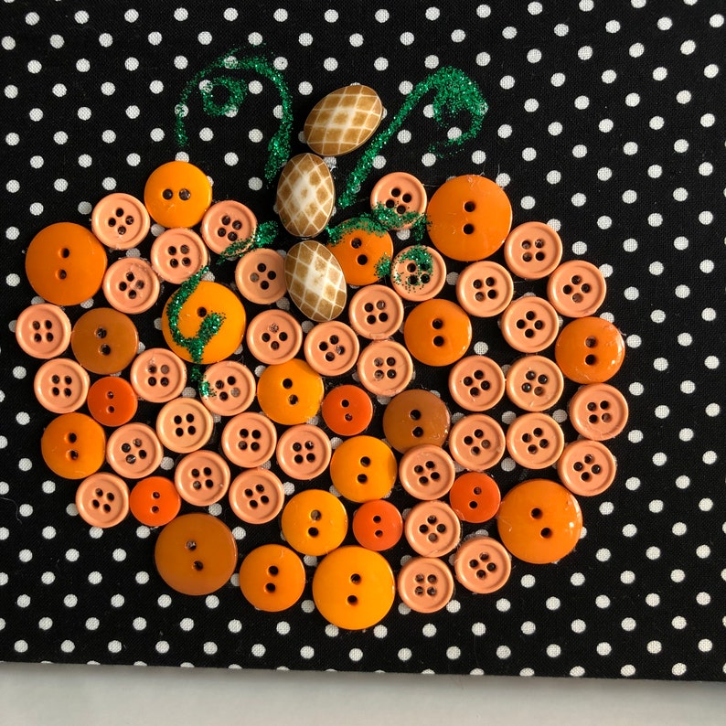 Fall button pumpkin art for your wall or bookshelf made with | Etsy