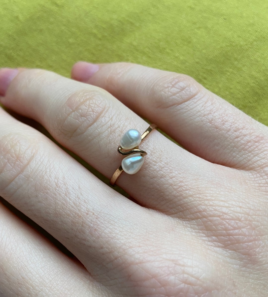 Modern Freshwater Pearl Double Twist Stacker Ring - Etsy