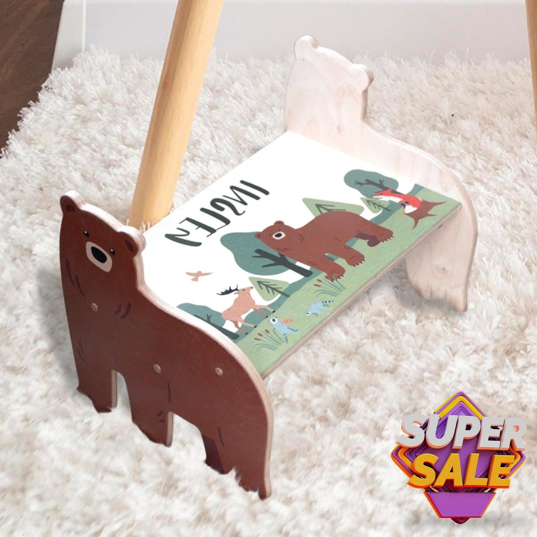 Kids Stool With Name/kids Bear Stool, Baby Christmas Gift - Etsy