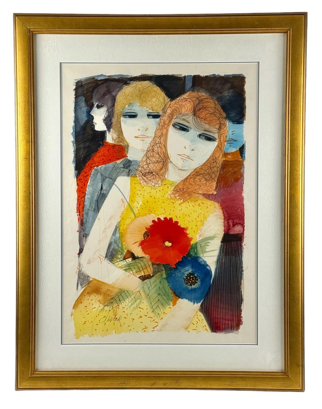 Charles Levier france 1920-2003 Original 36h X 26w the Ladies of France ...