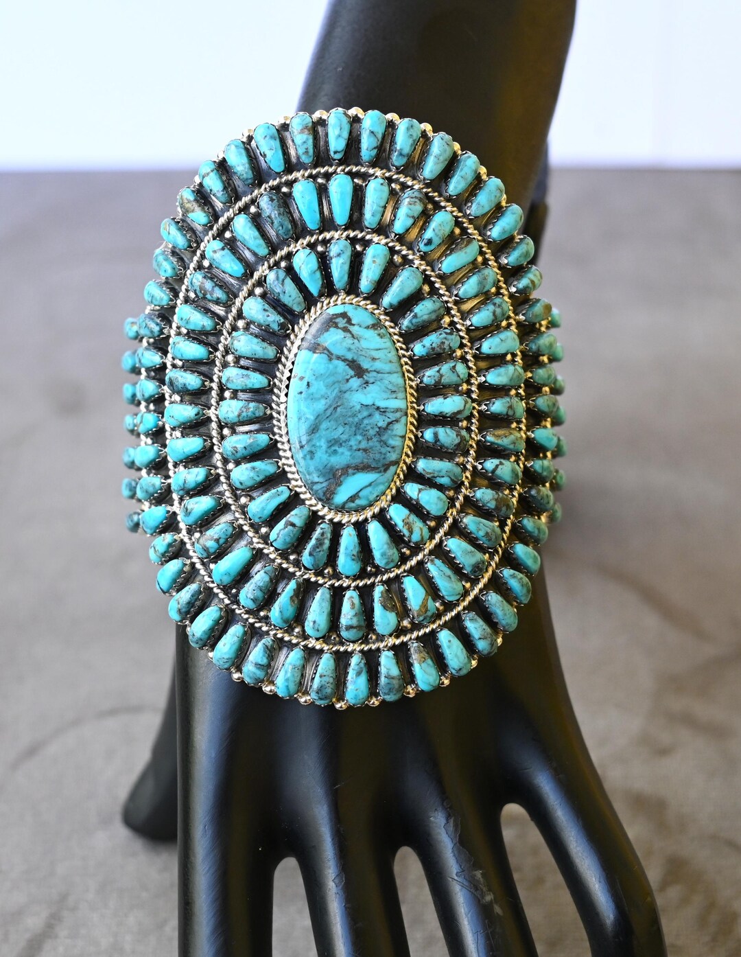 HUGE New Navajo Cuff by Davin Benally Sterling Silver & Kingman ...