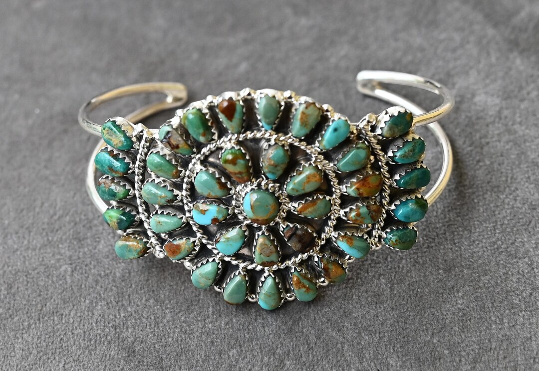 New Authentic Navajo Cuff by Davina Benally Sterling & Mojave Turquoise ...