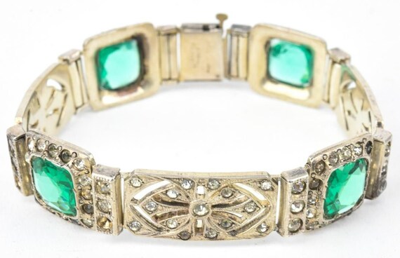 VINTAGE ART DECO PAYCO STERLING SILVER CLEAR RHINESTO… - Gem