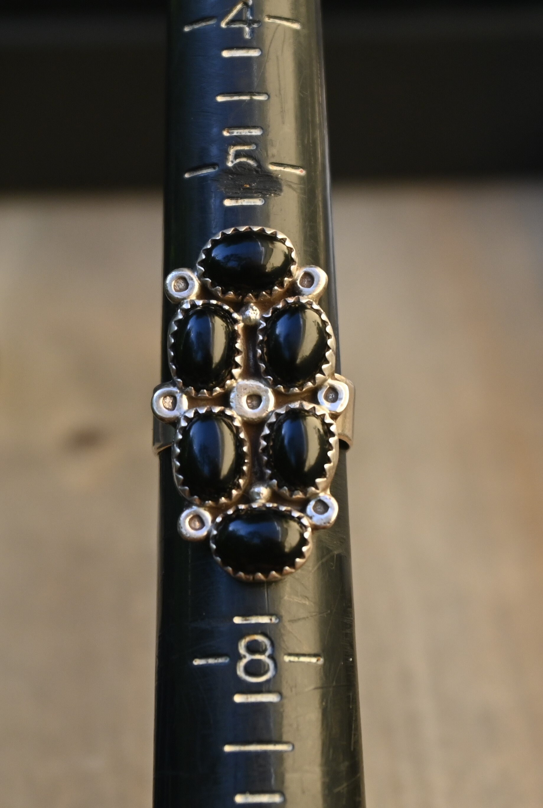 Long Zuni Signed Onyx & Sterling Silver Ring pr - Etsy