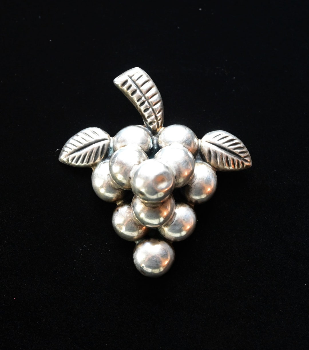 Large 11 Grams Mexico Grape Cluster Sterling Silver Brooch Large 2.5 ...