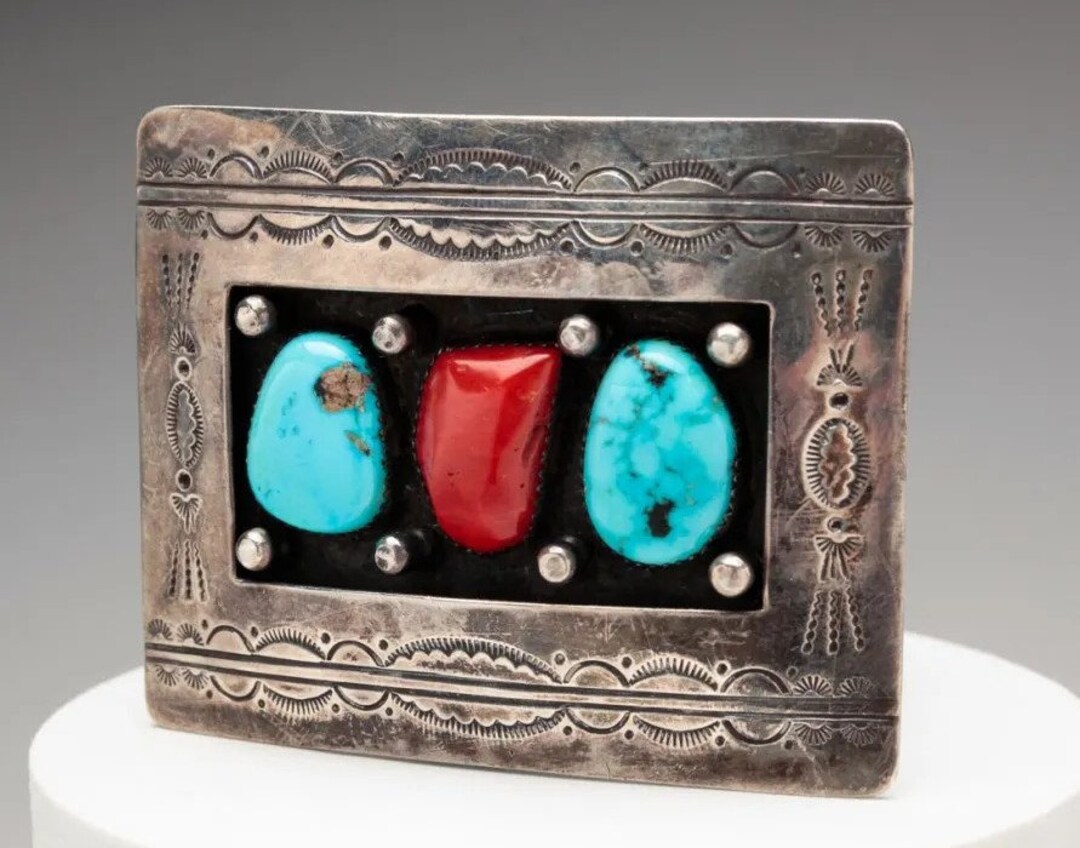 Hallmarked sb sam Begay Navajo Buckle Sterling - Etsy