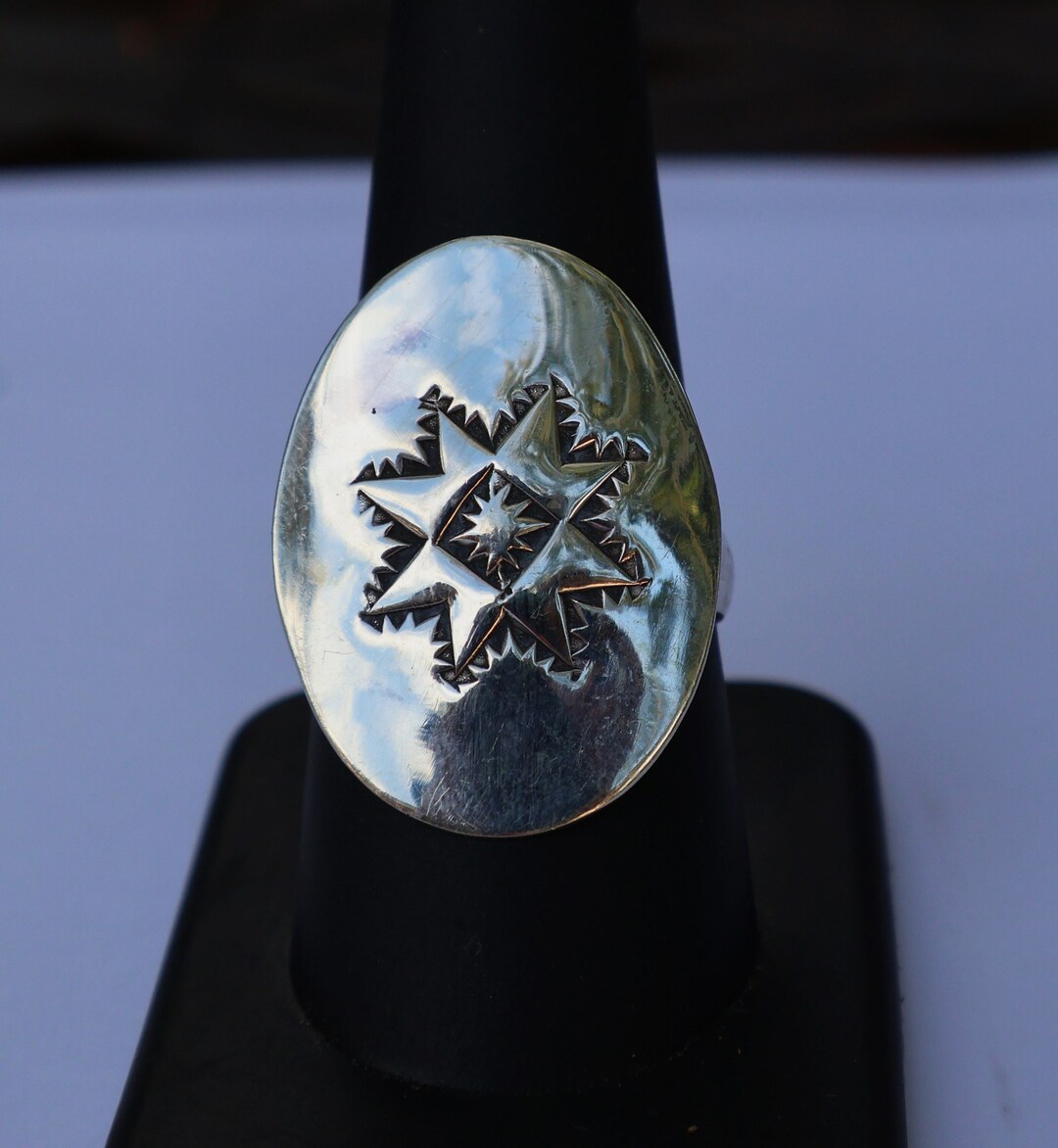 Pretty Navajo Signed Davin BENALLY Sterling Silver Concho Ring Have ...