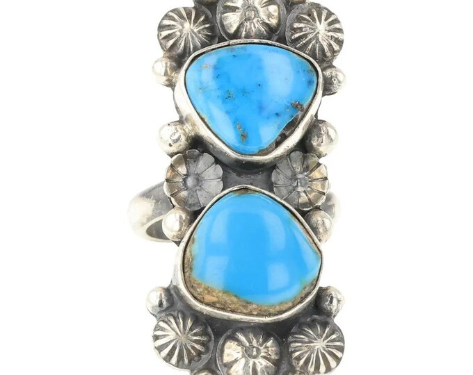 LONG Kevin Willie Navajo Fox Mine Turquoise Sterling Silver ...