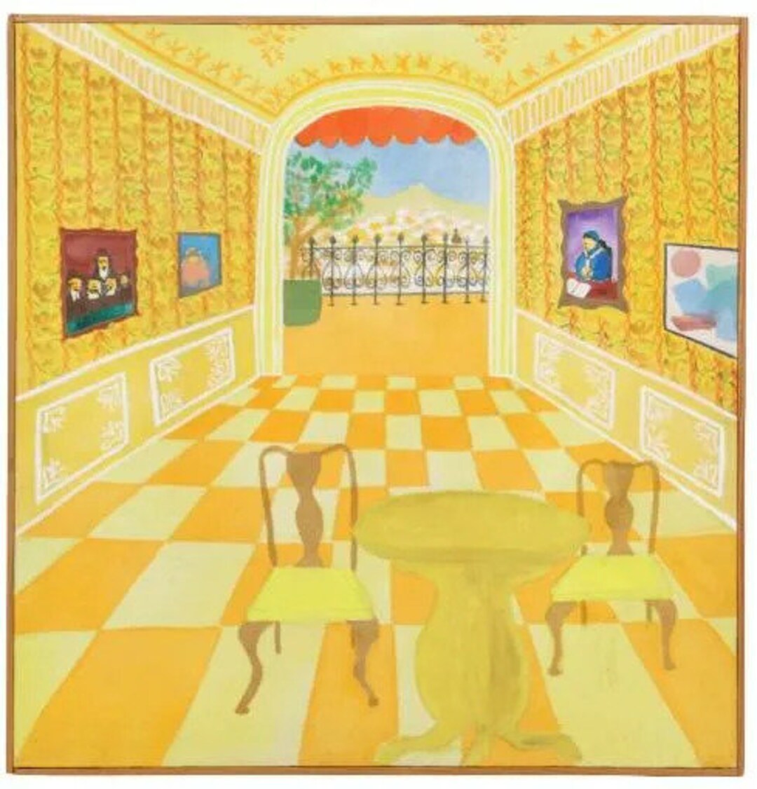 DIAN LEACH (american, 1935-1994) Original Oil 25 X 25 1/2 Inch- 'yellow ...