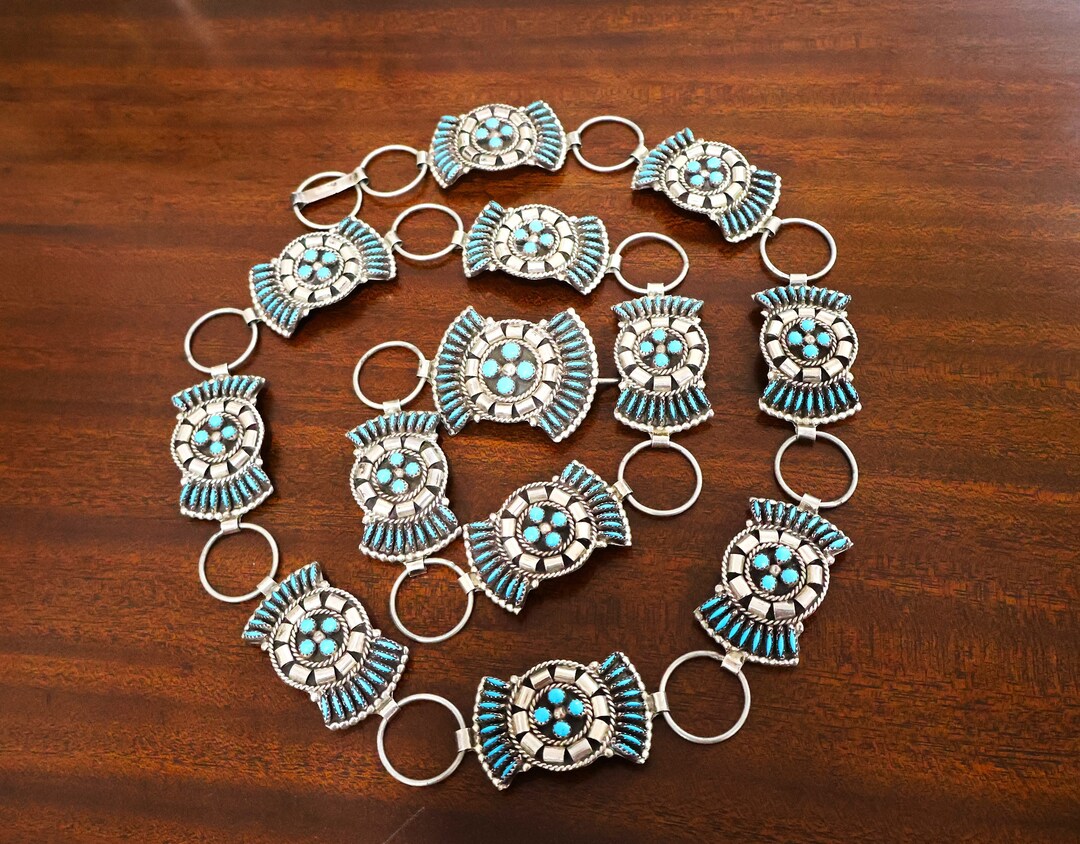 Zuni Tribe Signed "n Hany" Sterling & Sleeping Beauty Turquoise Petit ...