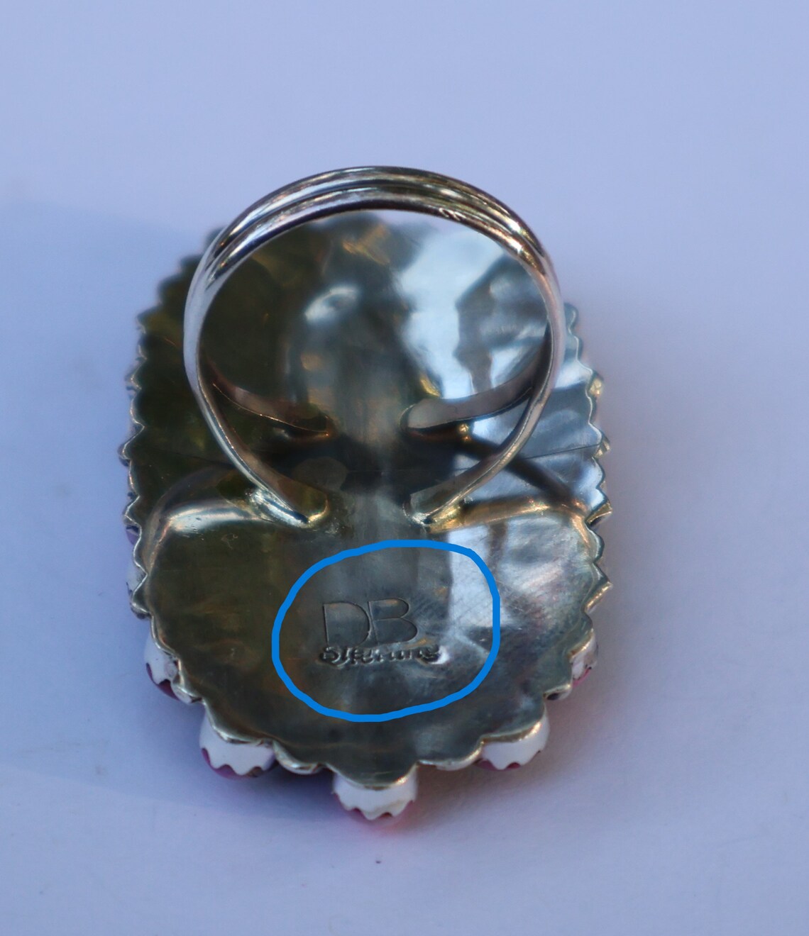 New LONG 2 Inch Genuine Navajo Signed Davin BENALLY Size 5.5 Ring ...