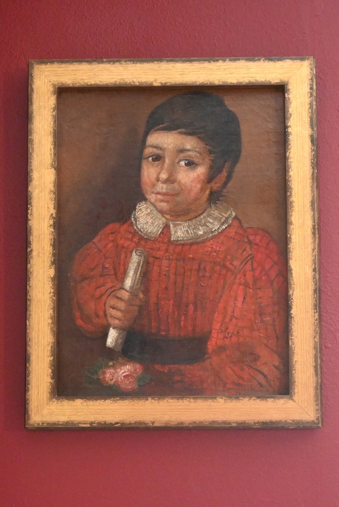 Authentic 19th Century Spanish Colonial Painting With COA- Boy W ...