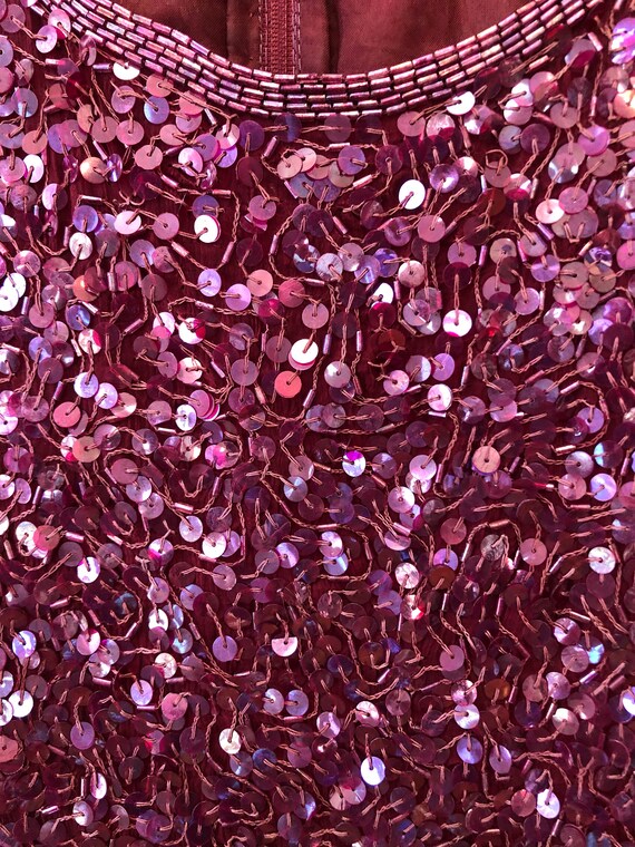 Laurence Kazar 1980s Vintage Sequined Racer Back Floo… - Gem