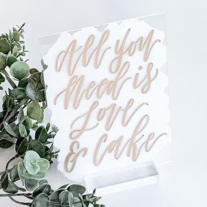 Wedding Cake Sign, Wedding Sign Acrylic, Love & Cake Wedding Sign ...