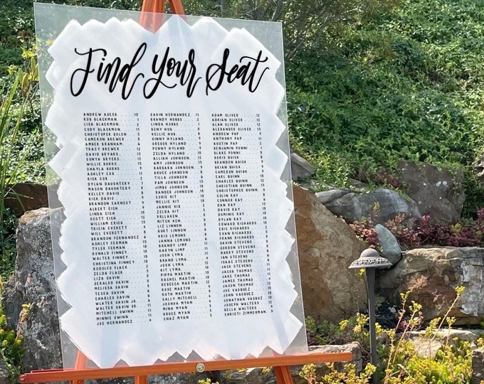 Wedding Seating Chart, Acrylic Alphabetical Seating Sign, Wedding ...