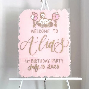 Birthday Party Sign, Welcome Sign, Acrylic Sign, 1st Birthday Signage ...