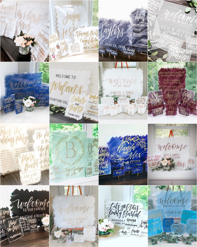 Acrylic Wedding Sign Bundle SET OF 3-5 Signs Wedding Sign - Etsy
