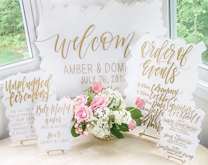Acrylic Wedding Sign Bundle, SET OF 3-5 Signs, Wedding Sign, Welcome ...