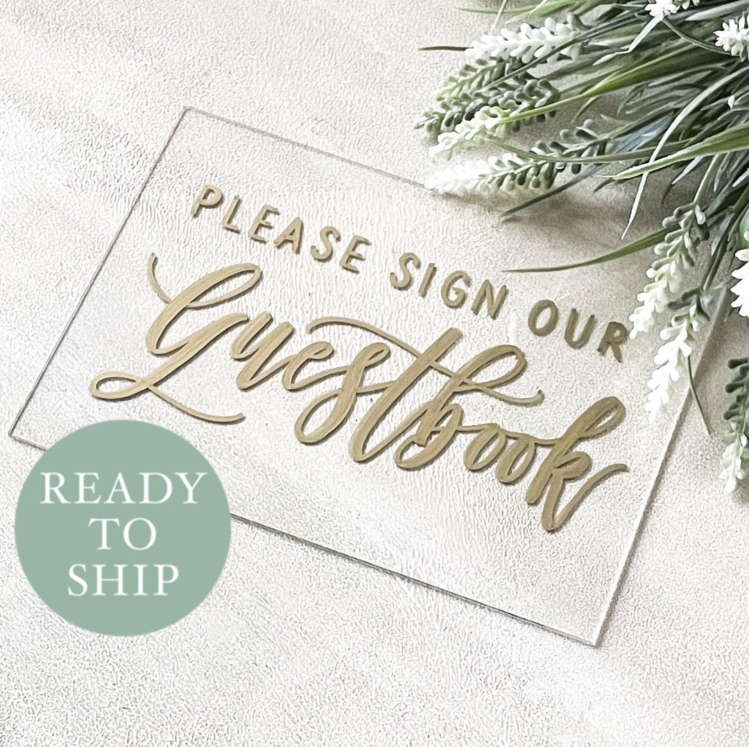 CLEARANCE Guest Book Acrylic Wedding Sign Gold Event Wedding Decor ...