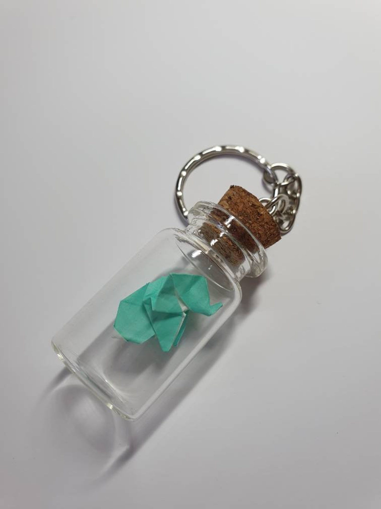 Elephant Keychain, Glass Bottle Minimalist Key Chain, Colourful Origami ...