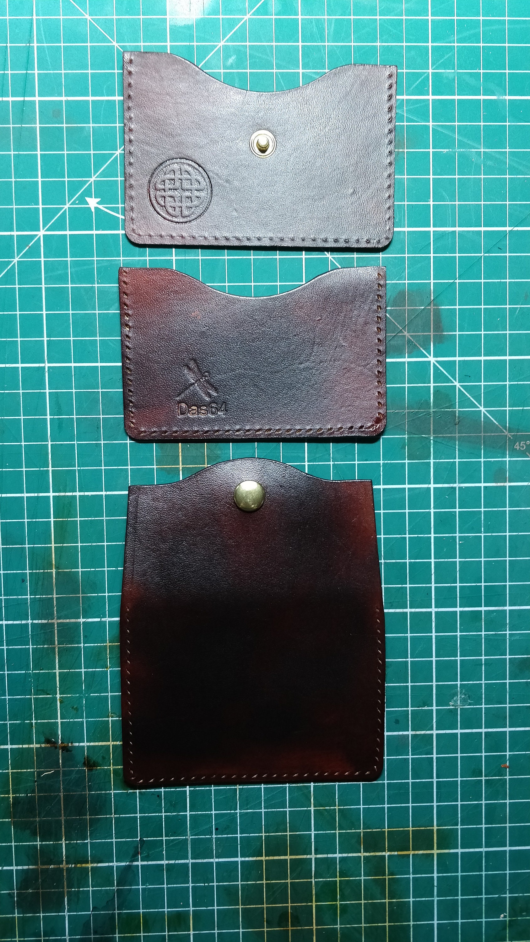 Leather Two Pocket Slip Wallet With Closure for Coins, Notes and Cards ...