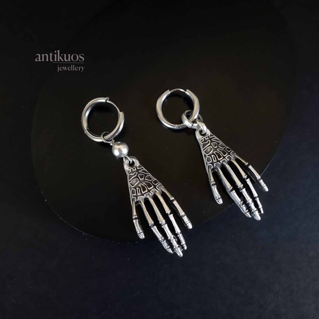 DEAD HAND, Skeleton Earring, Alternative Modern Single Mono Earring ...