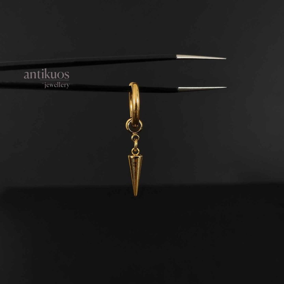 GOLD SPIKE, Gold Stainless Steel Hoop Earring, Single Earring, Mono ...