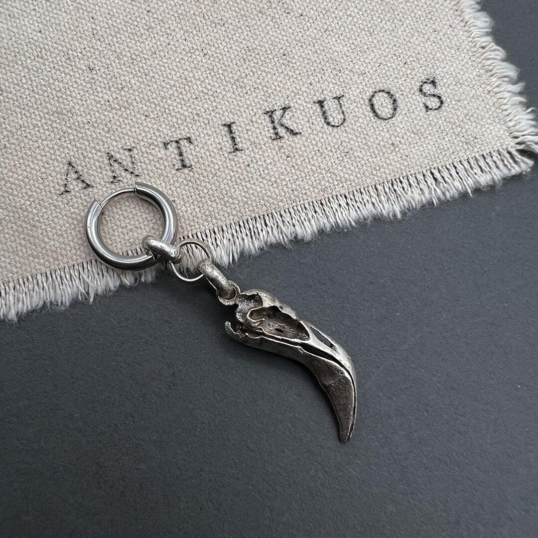 THE CROW Hoop Earring for Men. Bird Skull Big Alternative Gothic Dark ...