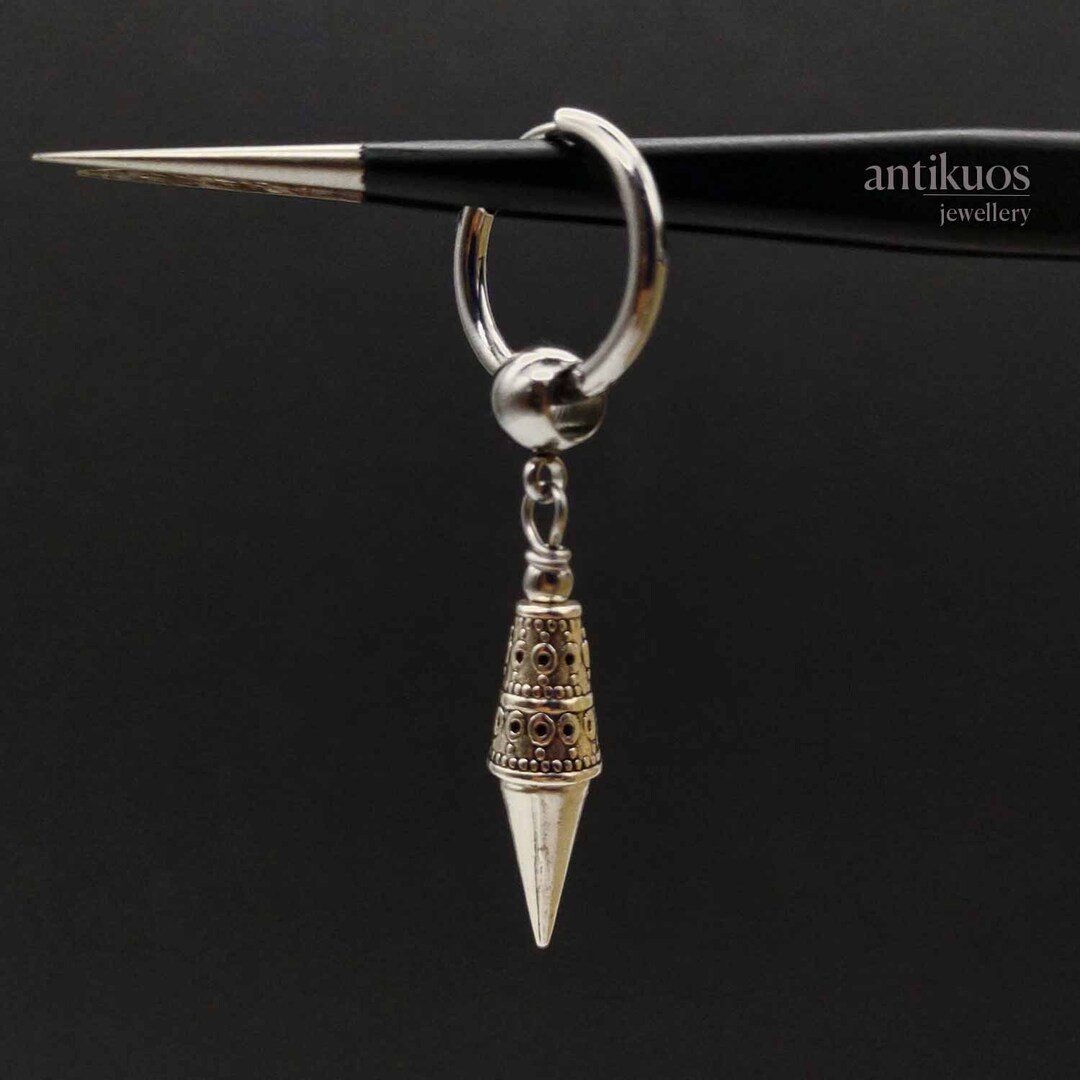 THE PRONG, Short Spike Hoop Earring, Single Earring, Mono Earring, Mens ...