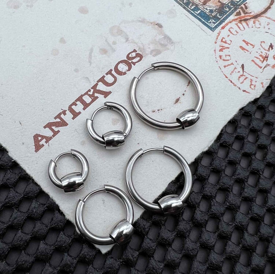 HOOP With TUBE BEAD, Stainless Steel Earring Hoop, Earring, Unisex ...