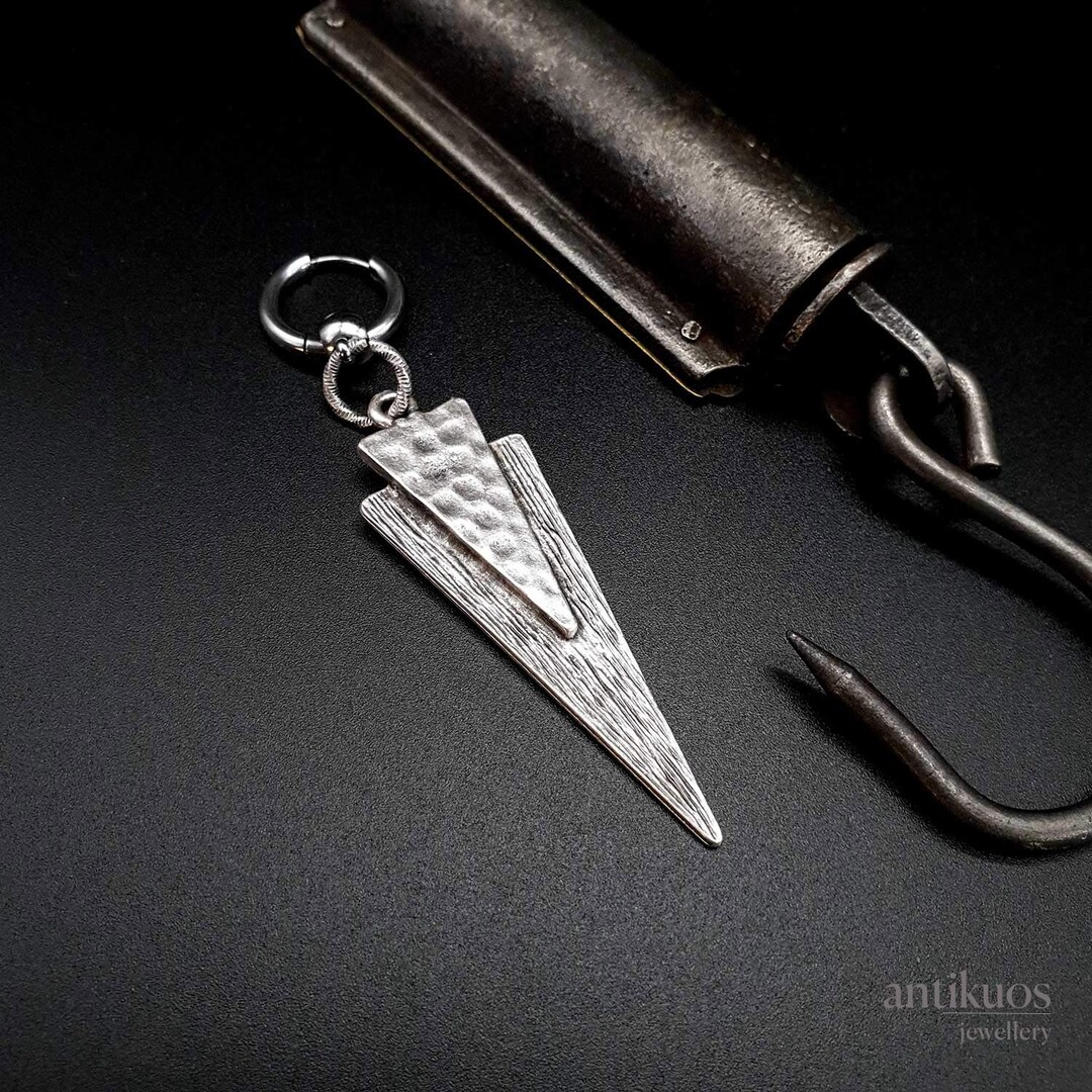 BRUTALIST, Triangle Hoop Earring, Single Earring, Unisex Silver Colour ...